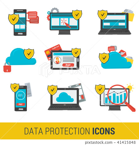 Icon set concept data protection - Stock Illustration [41415848] - PIXTA