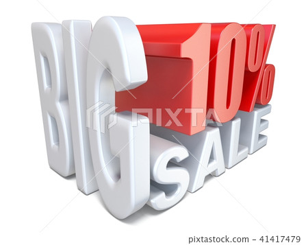 White red big sale sign PERCENT 10 3D - Stock Illustration [41417479 ...