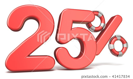 Life buoy 25 percent sign 3D render illustration - Stock Illustration ...