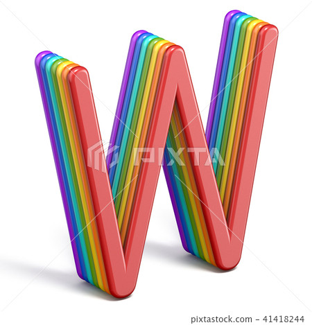 Rainbow font letter W 3D - Stock Illustration [41418244] - PIXTA