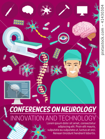 Neurology medicine conference banner with doctor - Stock Illustration ...
