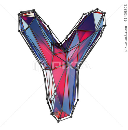 Capital latin letter Y in low poly style red... - Stock Illustration ...