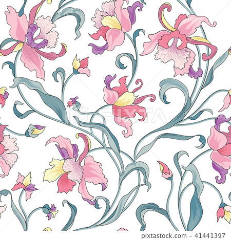 Floral seamless pattern. Garden Flower background - Stock Illustration ...