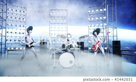 Alien rock party on space ship. Concert.... - Stock Illustration ...