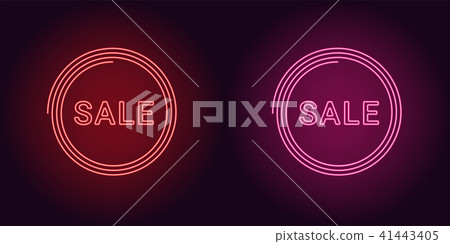 Neon icon of Red and Pink Sale badge - Stock Illustration [41443405 ...