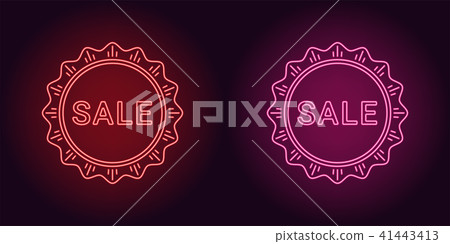 Neon icon of Red and Pink Sale badge - Stock Illustration [41443413 ...