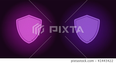Neon icon of Purple and Violet Network Shield - Stock Illustration ...