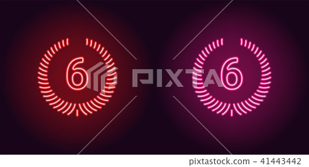 Neon icon of Red and Pink Sixth Place - Stock Illustration [41443442 ...