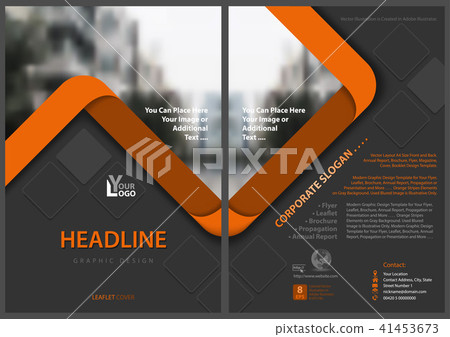 Gray Flyer Template with Orange Stripes-插圖素材 [41453673] - PIXTA圖庫