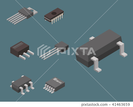 Microchip computer vector isometric chip... - Stock Illustration [41463659] - PIXTA