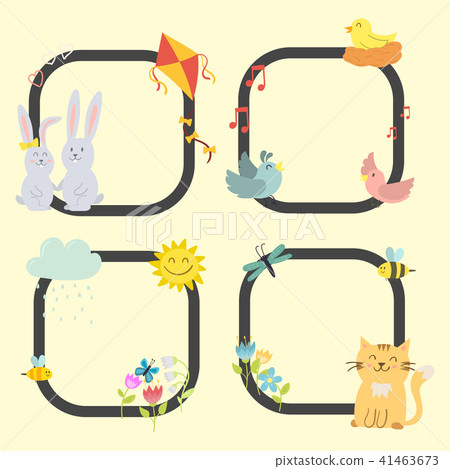 Spring vector frames natural floral symbols... - Stock Illustration ...