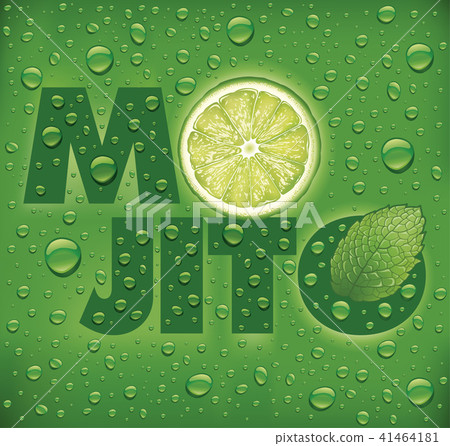 mojito name with lime slice, mint leaf - Stock Illustration [41464181 ...
