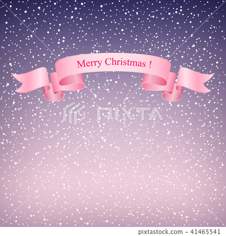 Snowflakes in the Purple Sky and Pink Ribbon - Stock Illustration ...