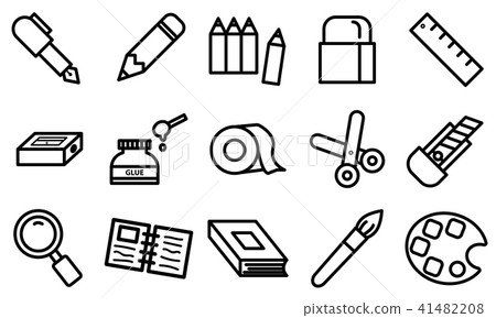 Simple outline of variety stationery icon - Stock Illustration ...