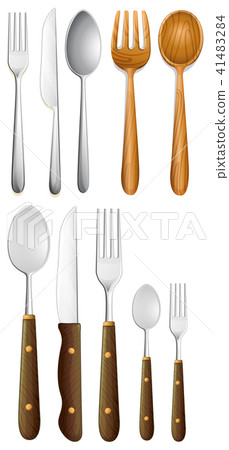 Set of Silverware on White Background - Stock Illustration [41483284 ...
