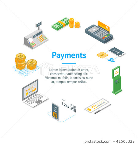 Payment Methods Banner Card Circle Isometric... - Stock Illustration ...