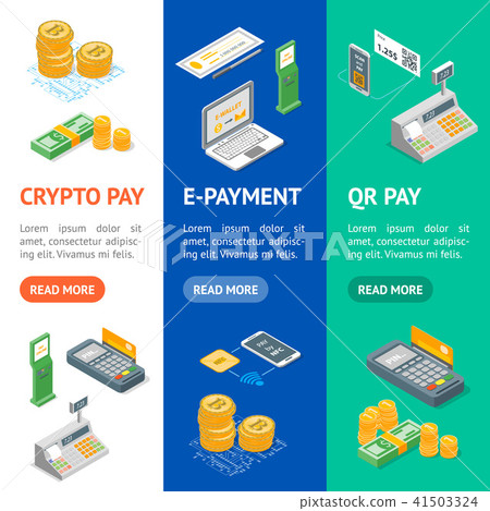 Payment Methods Banner Vecrtical Set Isometric...-插圖素材 [41503324] - PIXTA圖庫