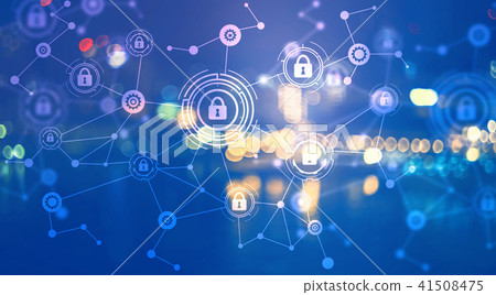 Cyber Security with city lights at night - Stock Illustration [41508475 ...