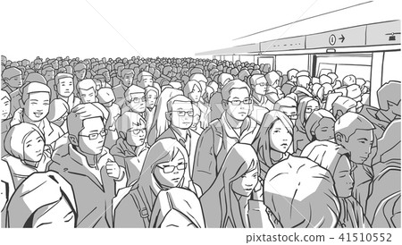 Crowded metro, subway station vector art - Stock Illustration [41510552 ...