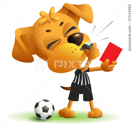 Football referee Dog shows red card Soccer arbiter - Stock Illustration ...