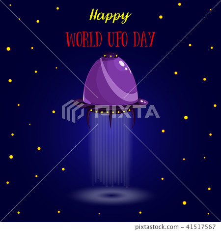 World UFO Day. UFO card vectr illustration. - Stock Illustration ...