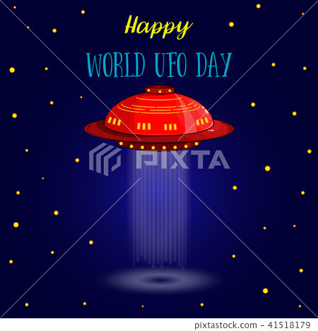 World UFO Day. UFO card vectr illustration. - Stock Illustration ...