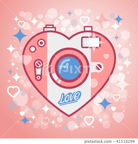 Photo camera in the form of a heart - Stock Illustration [41518299] - PIXTA