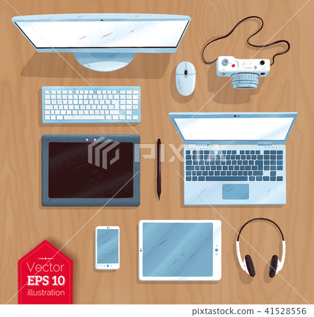 Top view vector illustration set of digital... - Stock Illustration ...