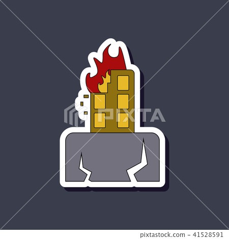 paper sticker on natural disaster earthquake house - Stock Illustration ...