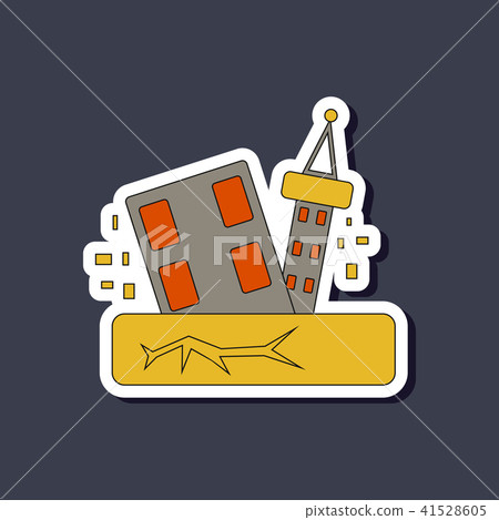 paper sticker on natural disaster earthquake house - Stock Illustration ...