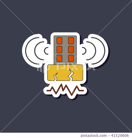 paper sticker on natural disaster earthquake house - Stock Illustration ...