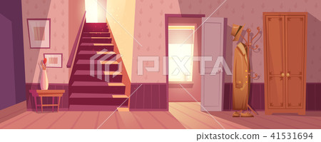 Retro room interior vector illustration - Stock Illustration [41531694 ...