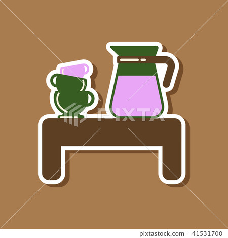 paper sticker stylish coffee cup of coffee table - Stock Illustration ...