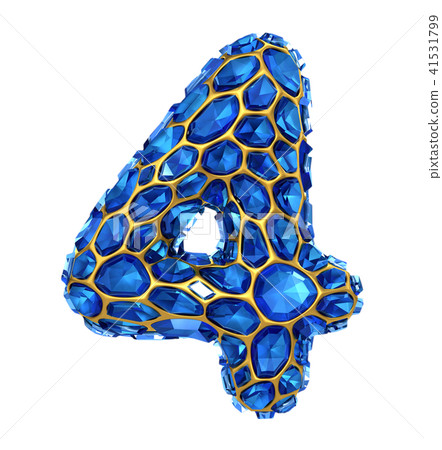 Number 4 four made of blue diamond isolated on... - Stock Illustration ...