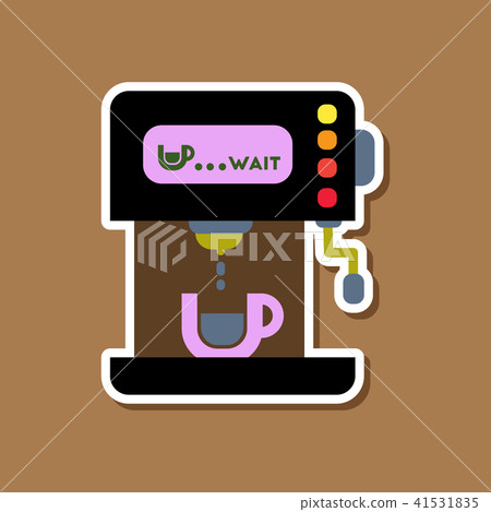 paper sticker coffee electronic machine - Stock Illustration [41531835 ...