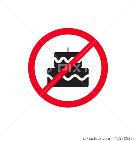 No birthday cake icon vector Red prohibition sign - Stock Illustration ...