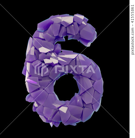 number six 6 made of broken plastic purple... - Stock Illustration ...