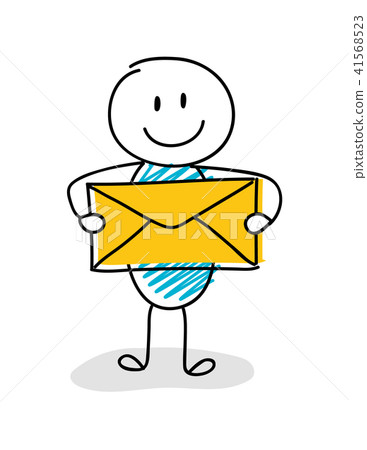 stickman showing envelope (email) icon. Vector. - Stock Illustration ...