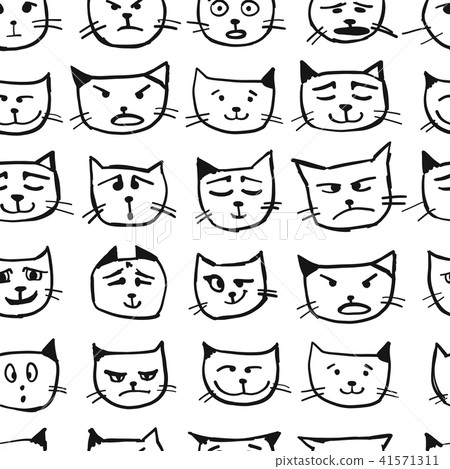 Cat faces, seamless pattern for your design - Stock Illustration ...