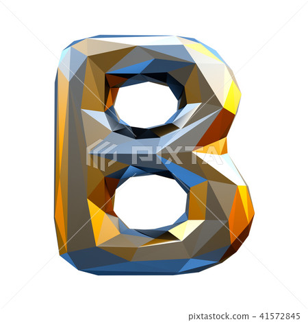 Capital latin letter B in low poly style gold... - Stock Illustration ...