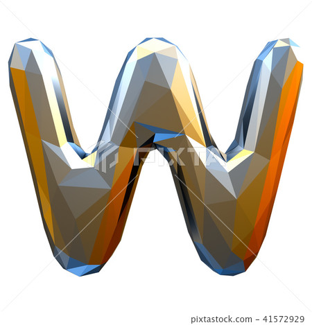 Capital latin letter W in low poly style gold... - Stock Illustration ...