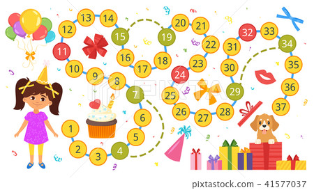 Happy birthday board game template - Stock Illustration [41577037] - PIXTA