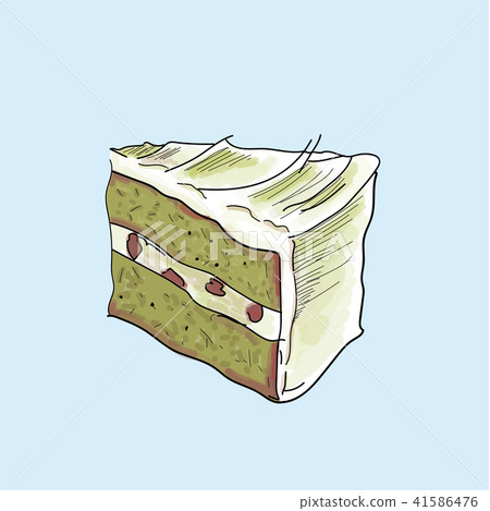 Slice of cake isolated on pastel background. - Stock Illustration ...
