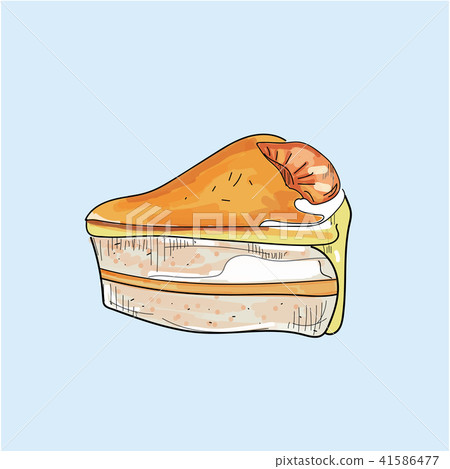 Slice of cake isolated on pastel background. - Stock Illustration ...