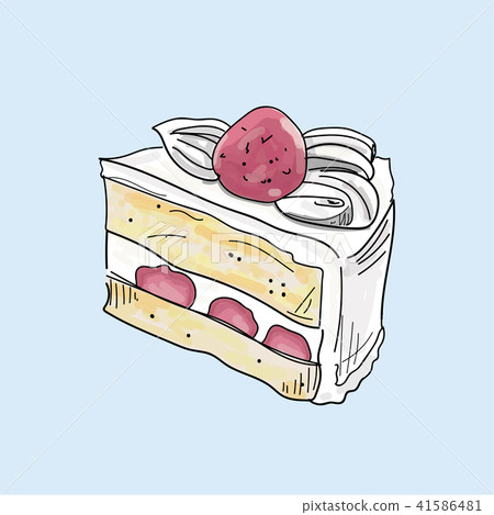 Slice of cake isolated on pastel background. - Stock Illustration ...