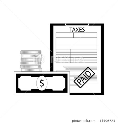 Taxes paid line art concept - Stock Illustration [41596723] - PIXTA