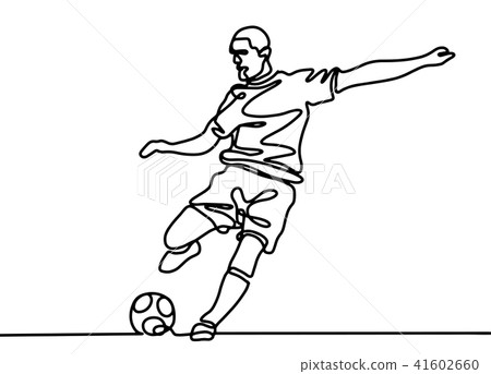 Continuous line drawing. football player - Stock Illustration [41602660 ...