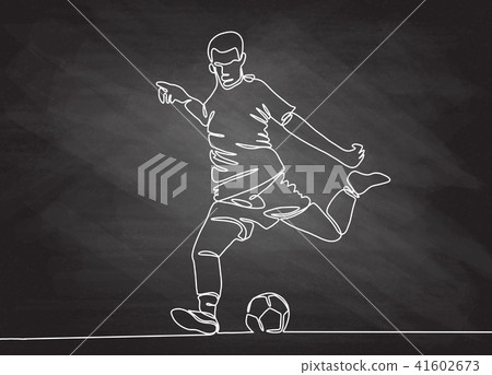 Continuous line drawing. football player - Stock Illustration [41602673 ...