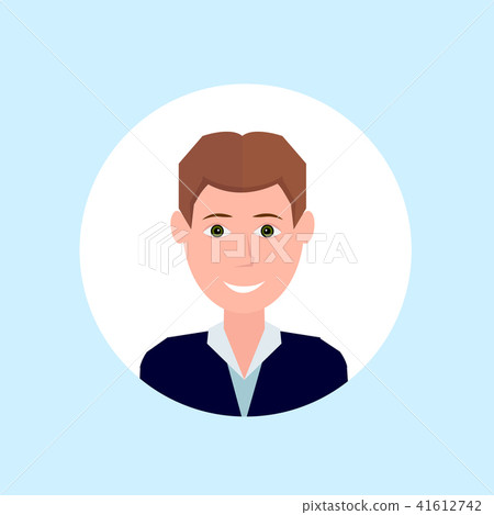 man face happy man portrait on blue background,... - Stock Illustration ...