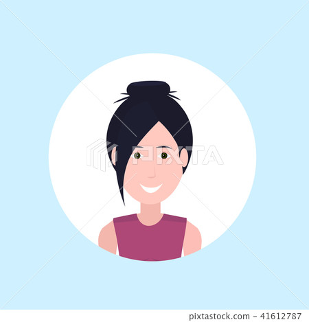 asian woman face happy lady portrait on blue... - Stock Illustration ...